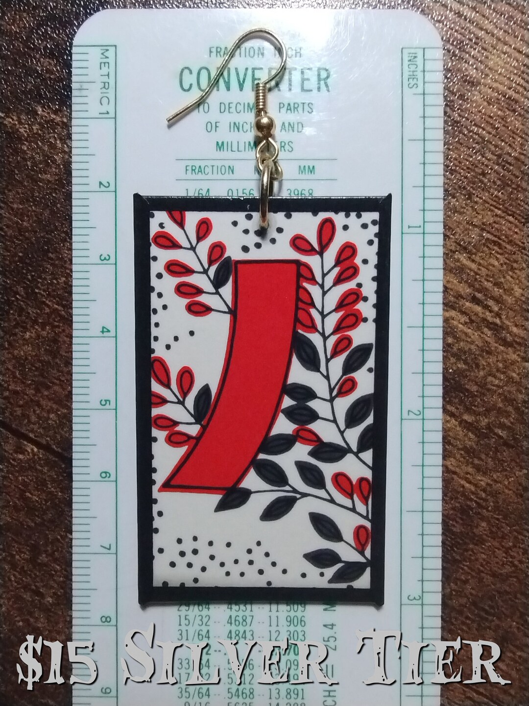 Red Tanzaku bush Clover Hanafuda Earring 1 Real Hanafuda Cards, Water ...