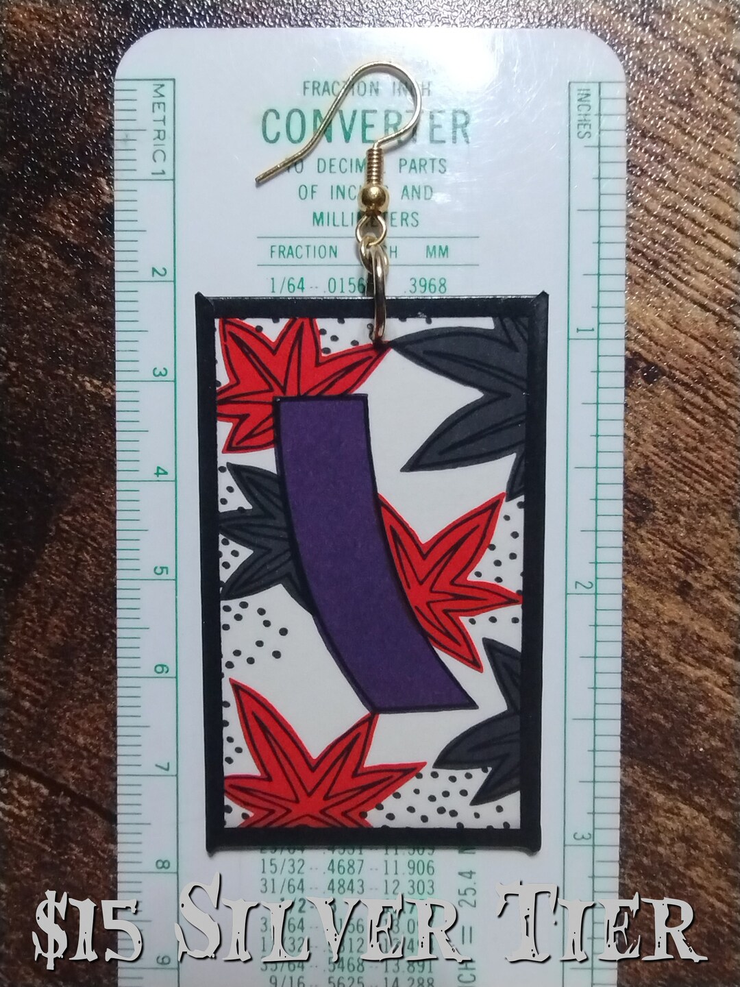 Blue Tanzaku maple Hanafuda Earring 1 Real Hanafuda Cards, Water ...