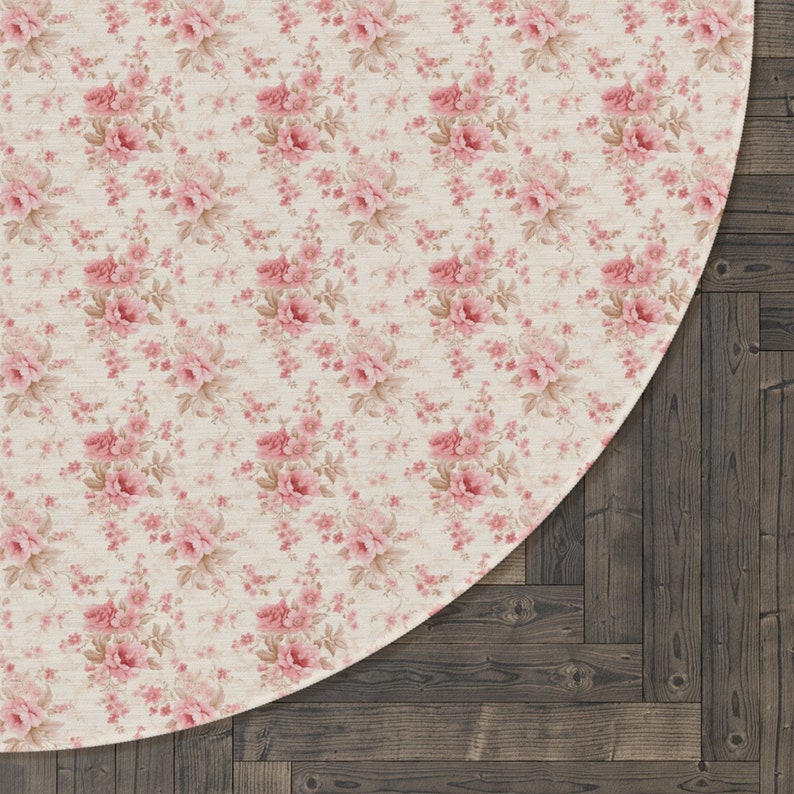 Victorian Rose Rug, Coquette Rug, Round Area Rug, Floral Round Rug ...