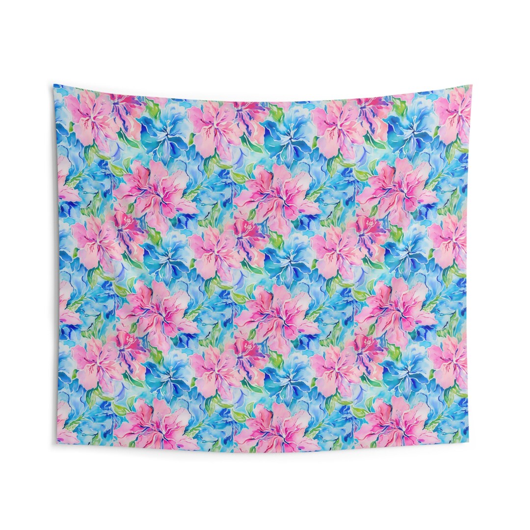Pink Preppy Wall Art, Pink Preppy Tapestry, Flower Tapestry, Pink ...