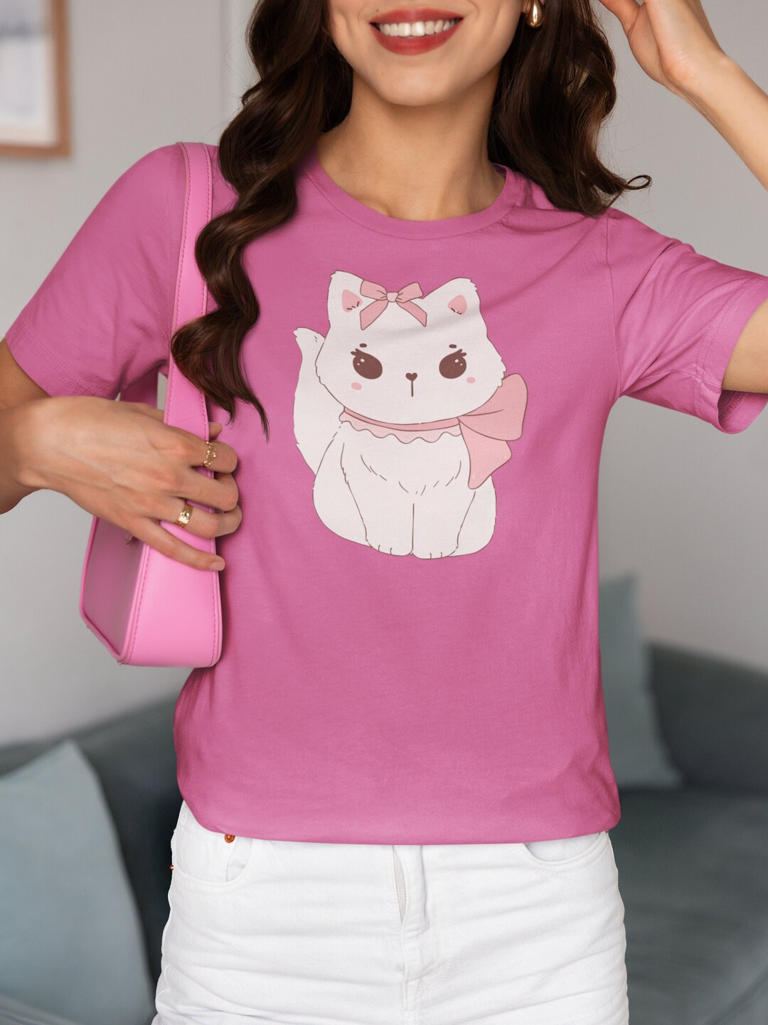 Cottagecore Pink Shirt, Baby Pink Cat Shirt, Coquette Pink, Coquette ...
