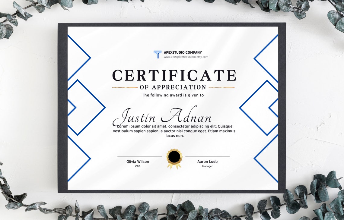 Minimalist Award Certificate, Classic Design, Modern Appreciation Honor ...