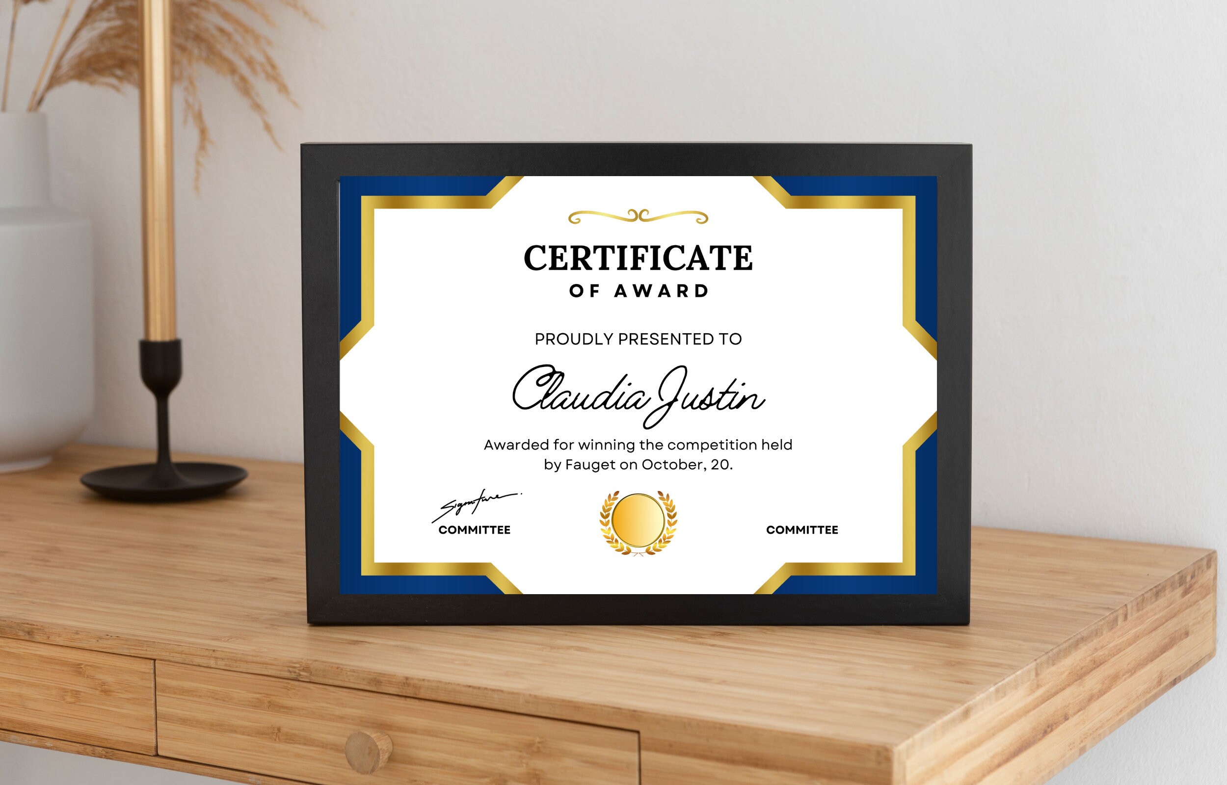 Classic Simple Award Certificate, Customizable Template, Timeless ...