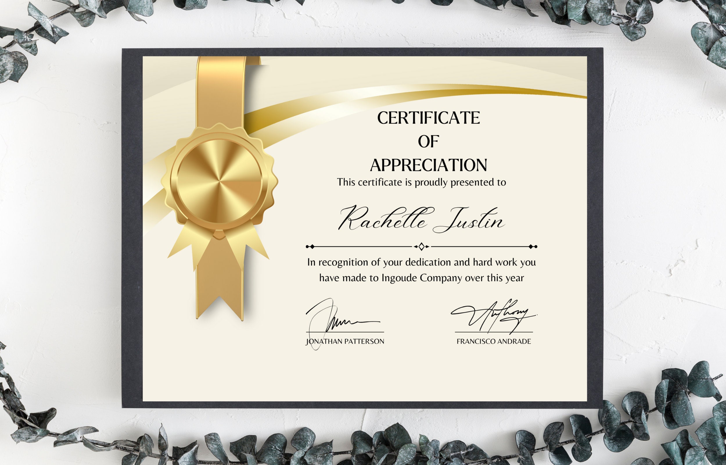 Professional Appreciation Certificate Gold and Classy Design, Corporate ...