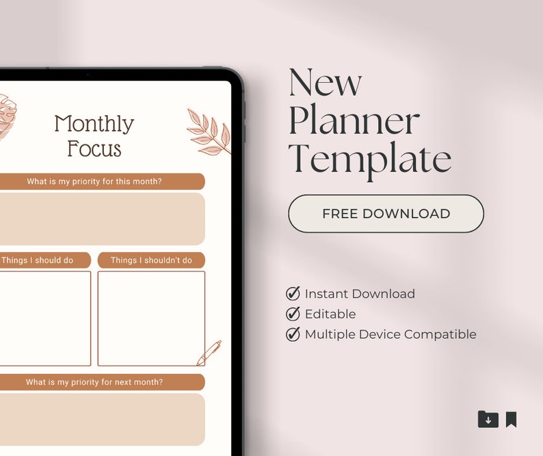 Illustration Monthly Focus Journal, Creative Planner, Bullet Journal ...
