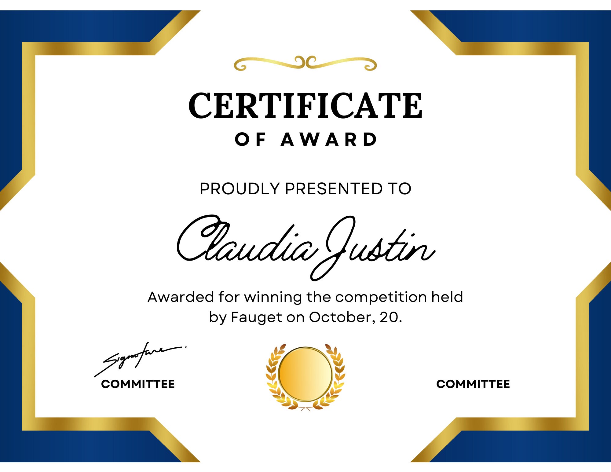 Classic Simple Award Certificate, Customizable Template, Timeless ...