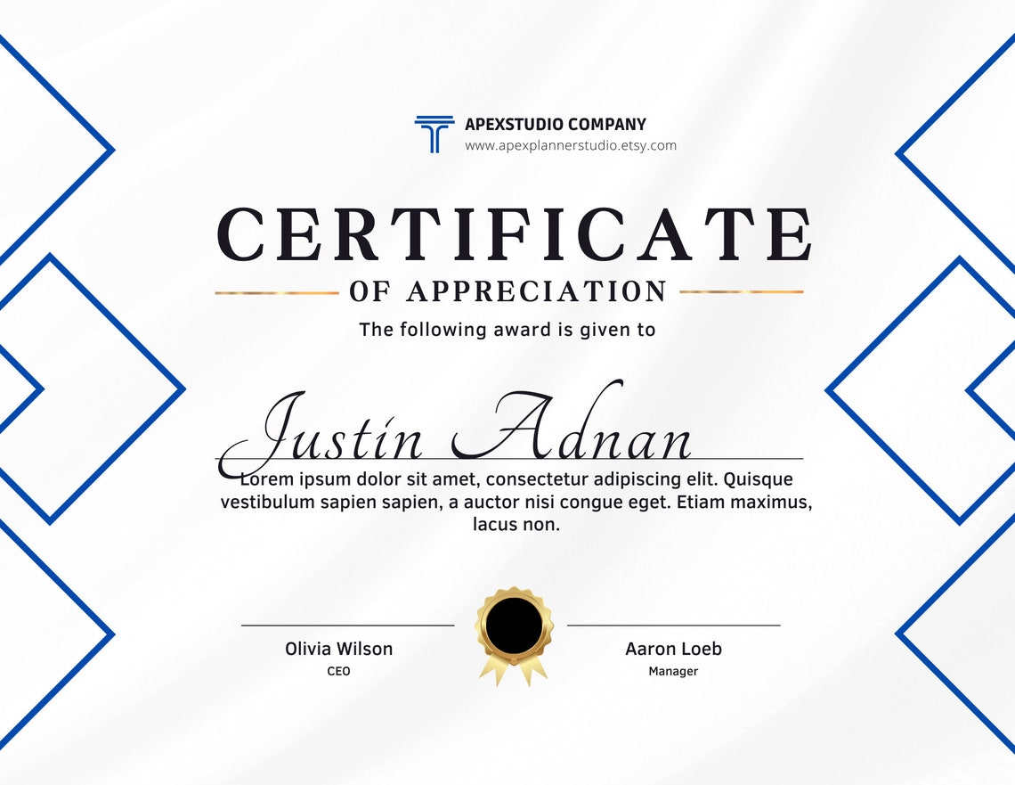 Minimalist Award Certificate, Classic Design, Modern Appreciation Honor ...