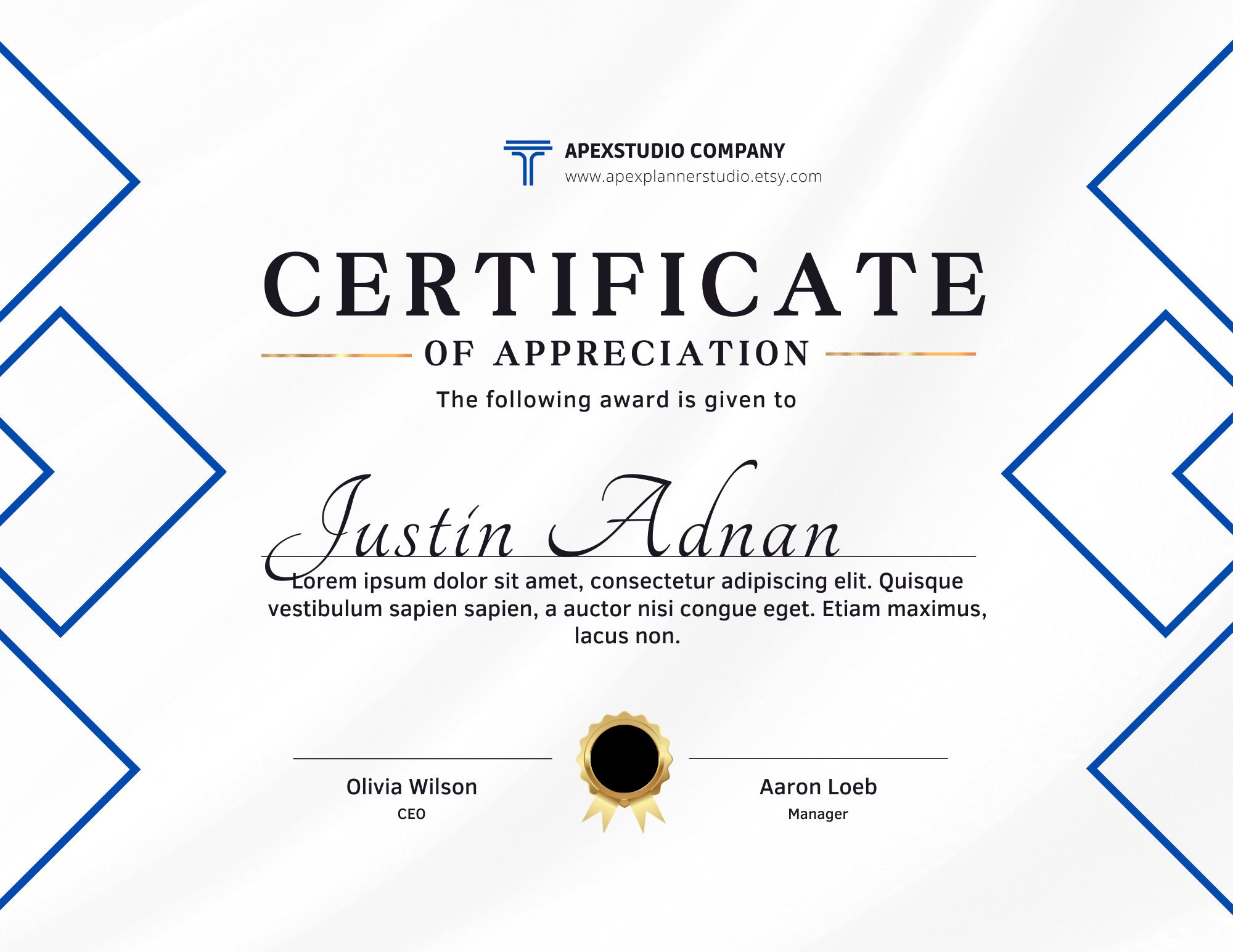 Minimalist Award Certificate, Classic Design, Modern Appreciation Honor ...