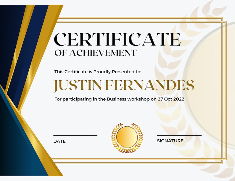 Gold Modern Seminar Certificate - Landscape Layout, Professional and ...