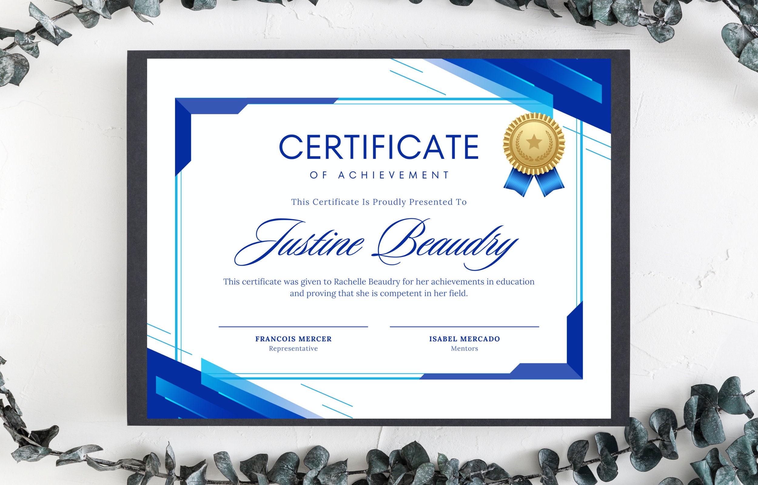 Elegant Gold Certificate - Modern Design, Classy Gift, Office Decor ...