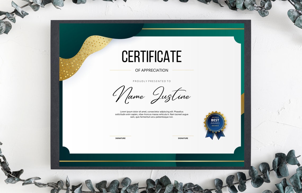 Custom Modern Certificate, Personalized Achievement Award, Graduation ...
