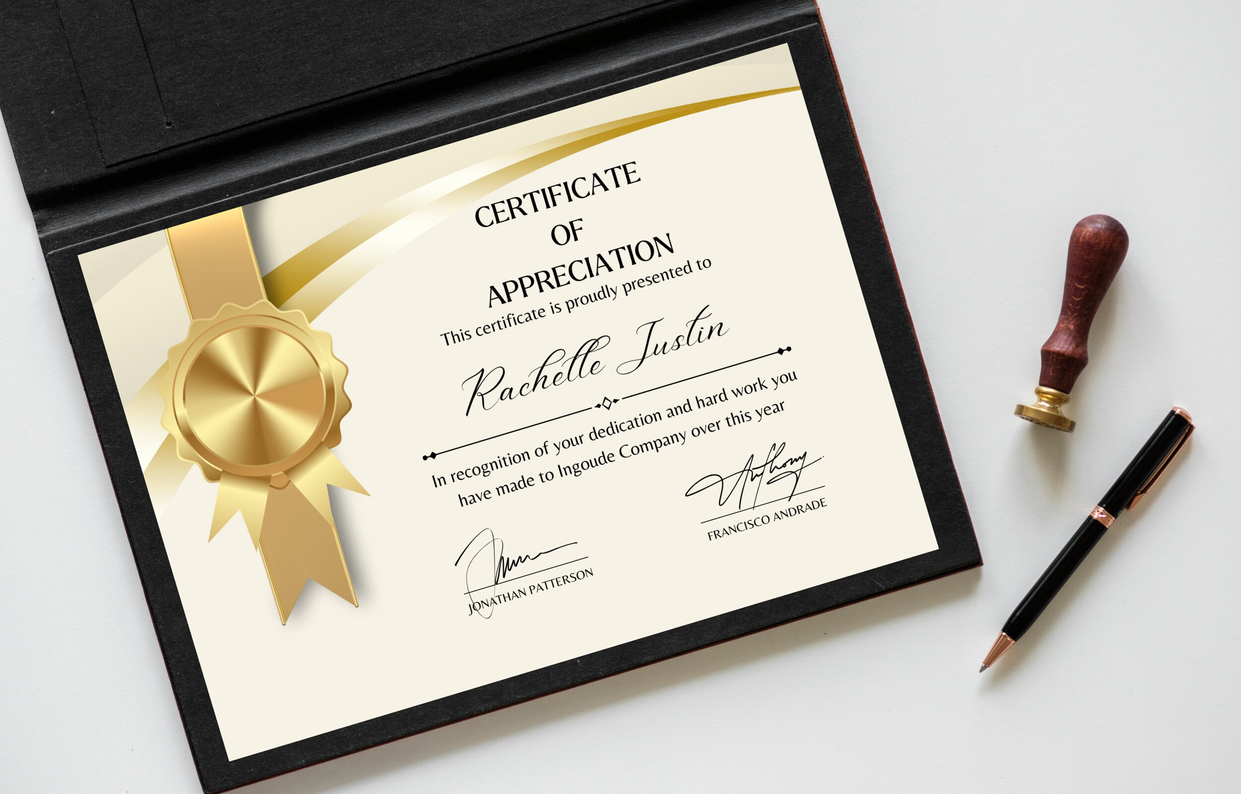 Professional Appreciation Certificate Gold and Classy Design, Corporate ...