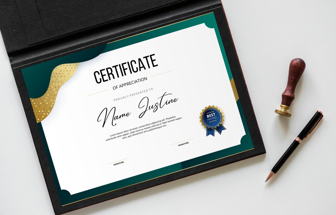 Custom Modern Certificate, Personalized Achievement Award, Graduation ...