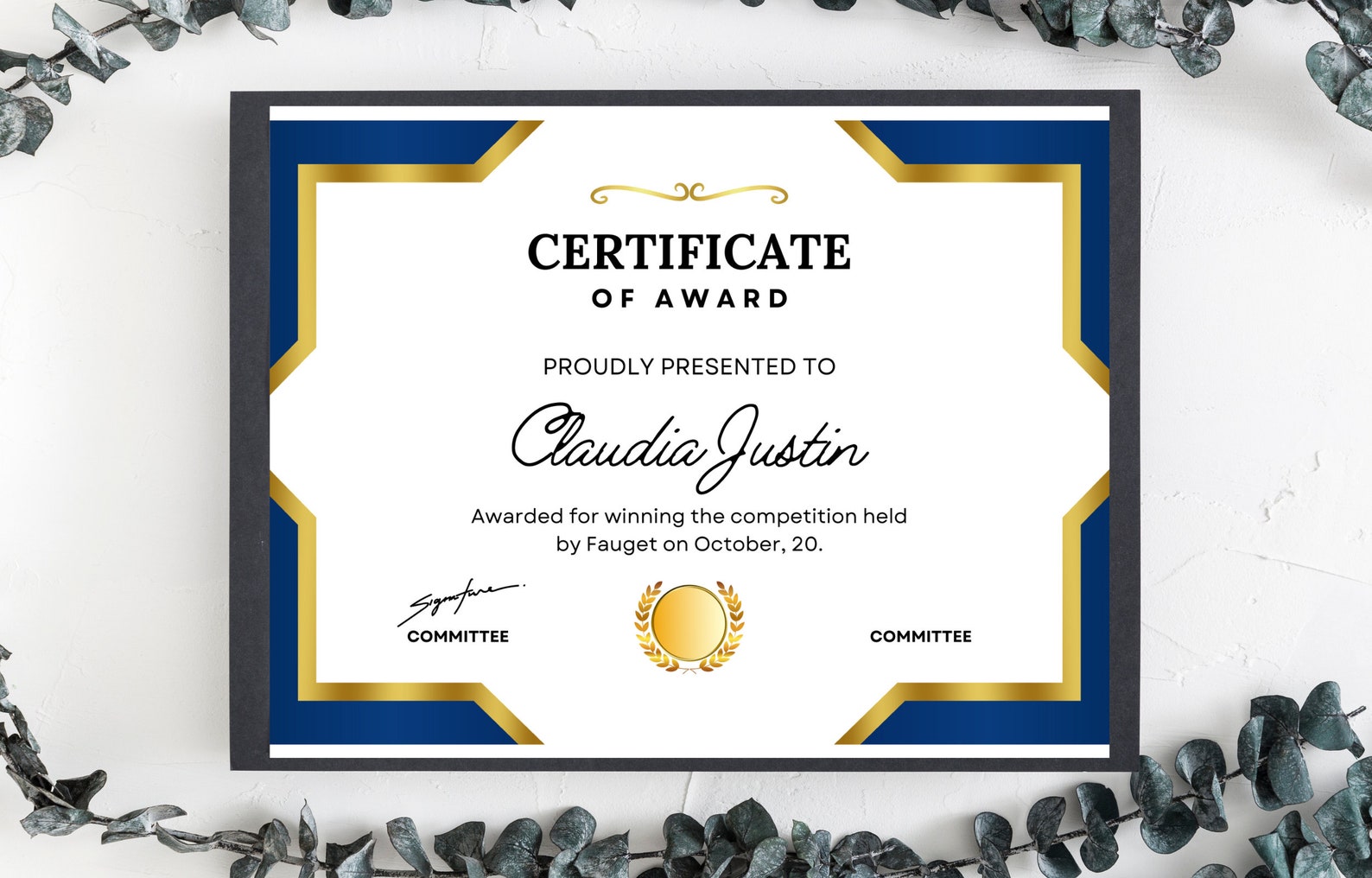 Classic Simple Award Certificate, Customizable Template, Timeless ...