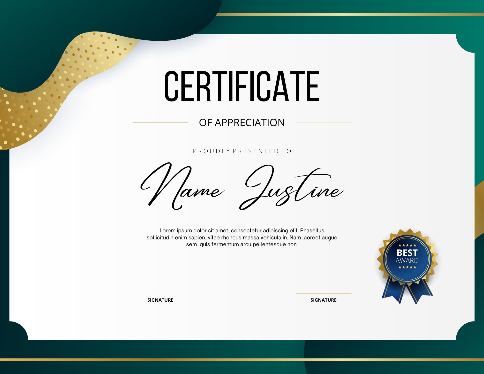 Custom Modern Certificate, Personalized Achievement Award, Graduation ...