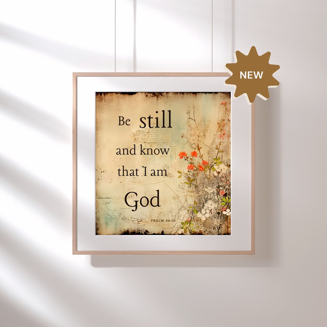 Psalm Poster, Psalm 46:10, Inspirational Poster, Retro Poster ...