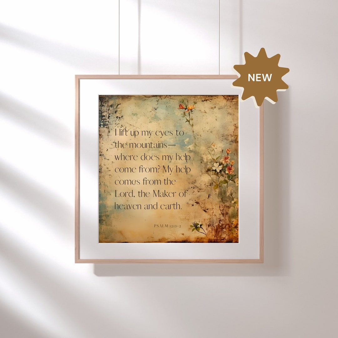 Psalm Poster, Psalm 121:1-2, Inspirational Poster, Retro Poster ...