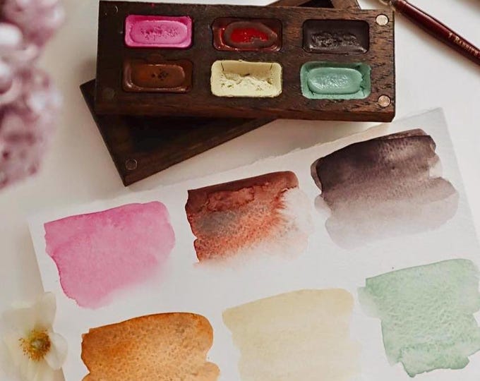 Handmade Watercolor Faded Memory Palette in Wooden Box - Artist Quality ...