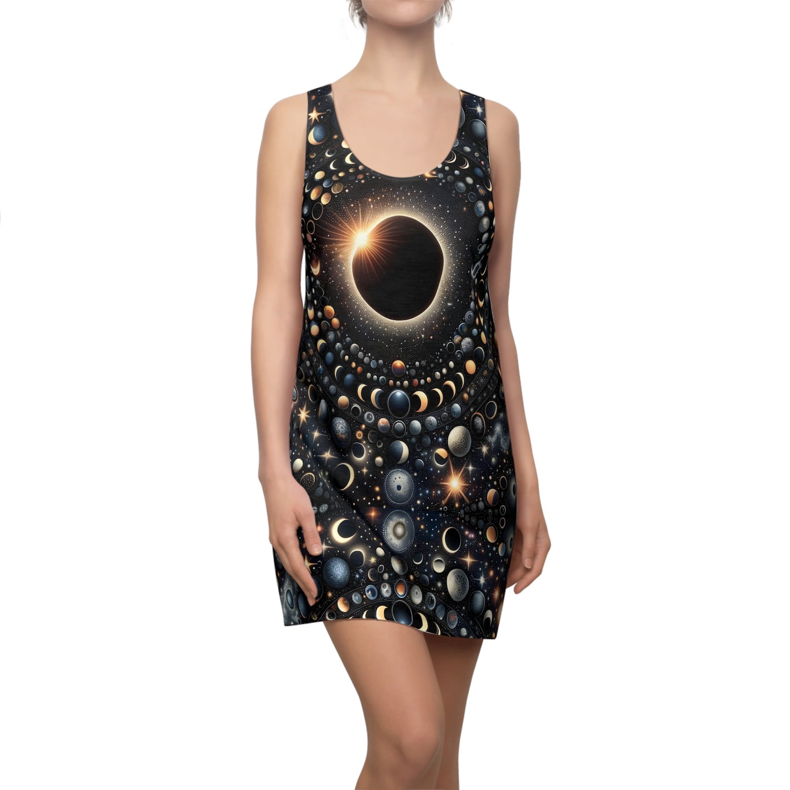 Total Solar Eclipse Racerback Dress 2024: Celestial Wonder Graphic ...