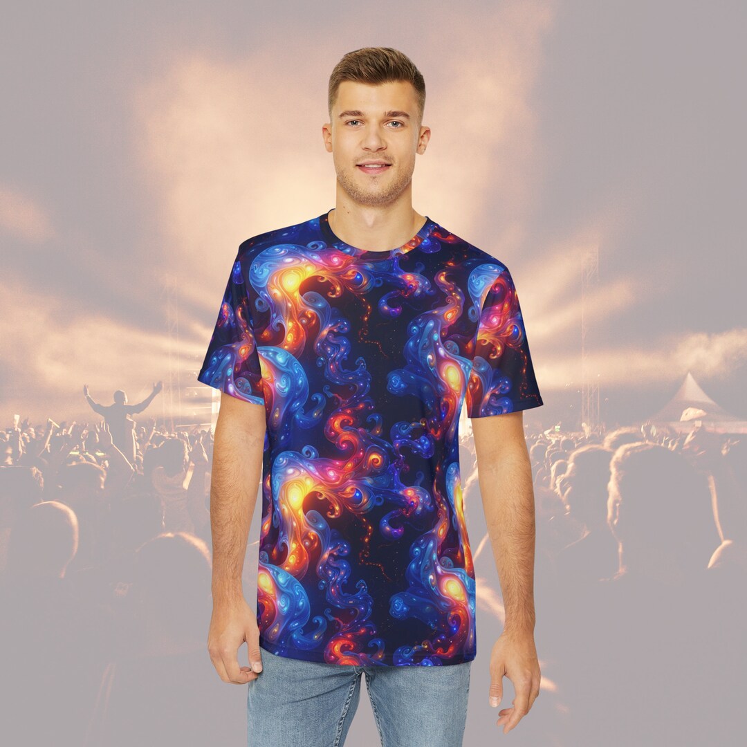 Feel the Beat: Polyester Tee With Electric Festival Dance Design for ...