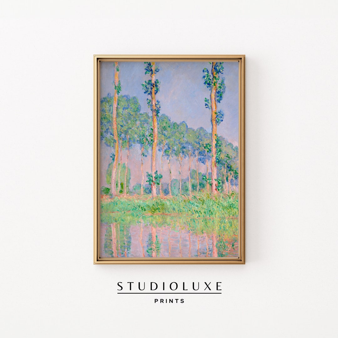 Claude Monet Print Poplars Vintage Pink Wall Art Digital Download ...