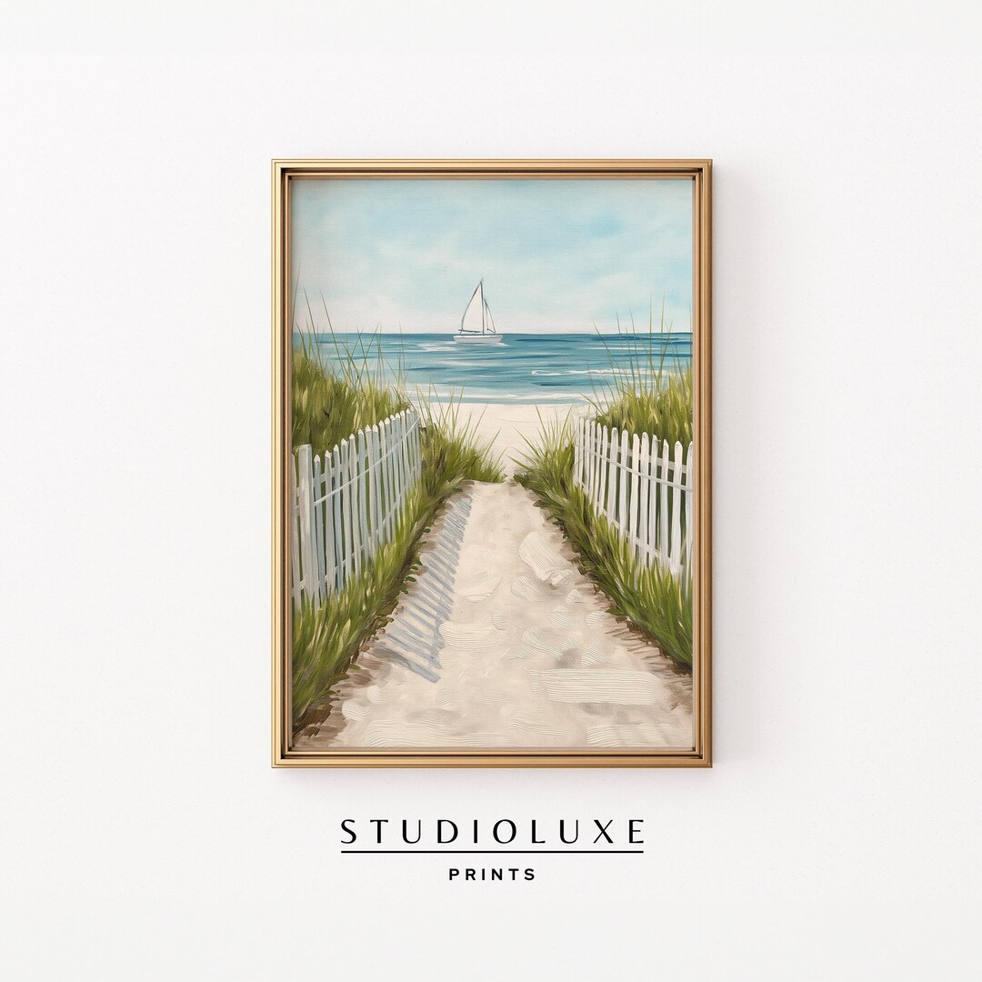 Coastal Beach Path Print: Nautical Sailboat Art (digital Download) - Etsy