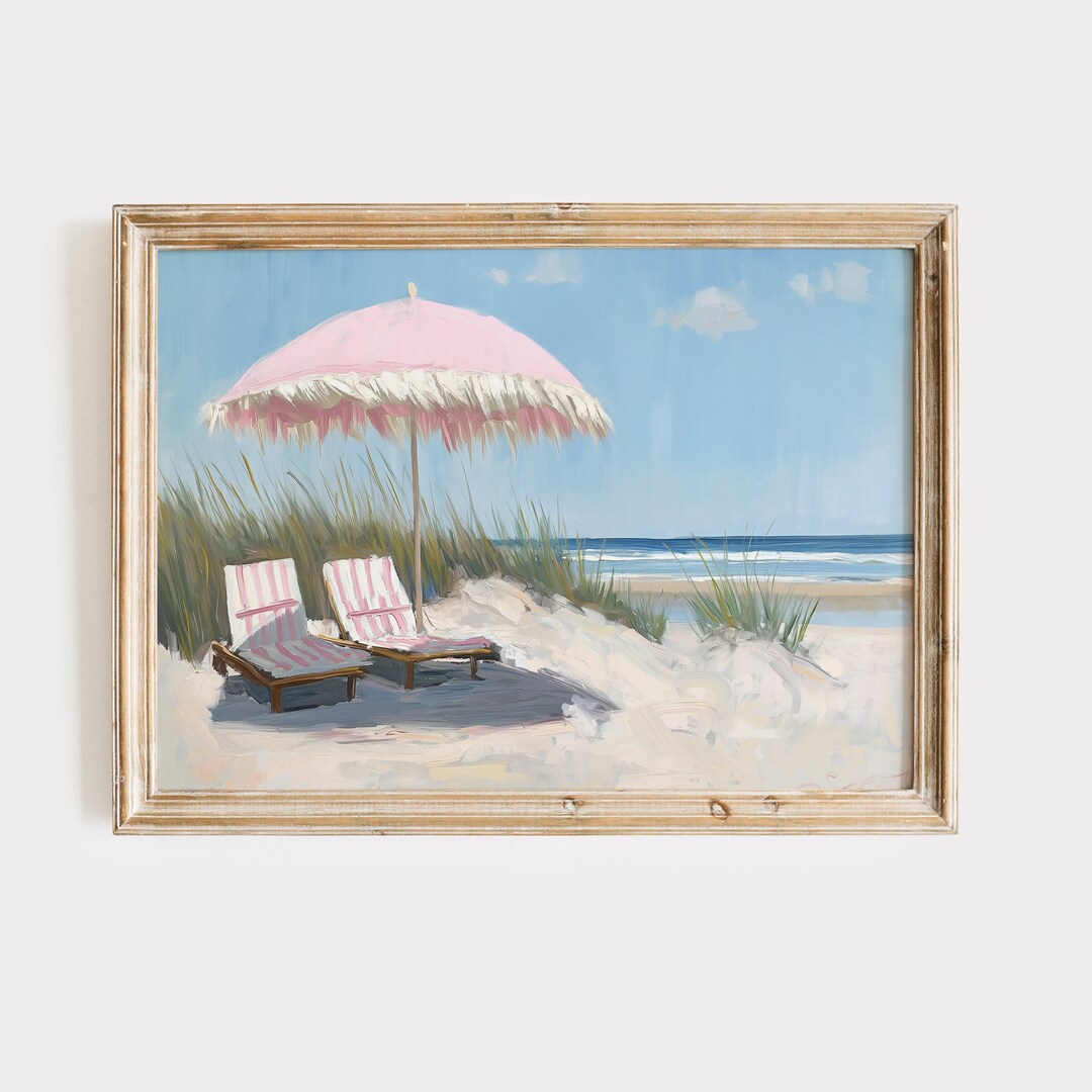 Pink Beach Painting: Coastal Granddaughter Style (digital Download) - Etsy