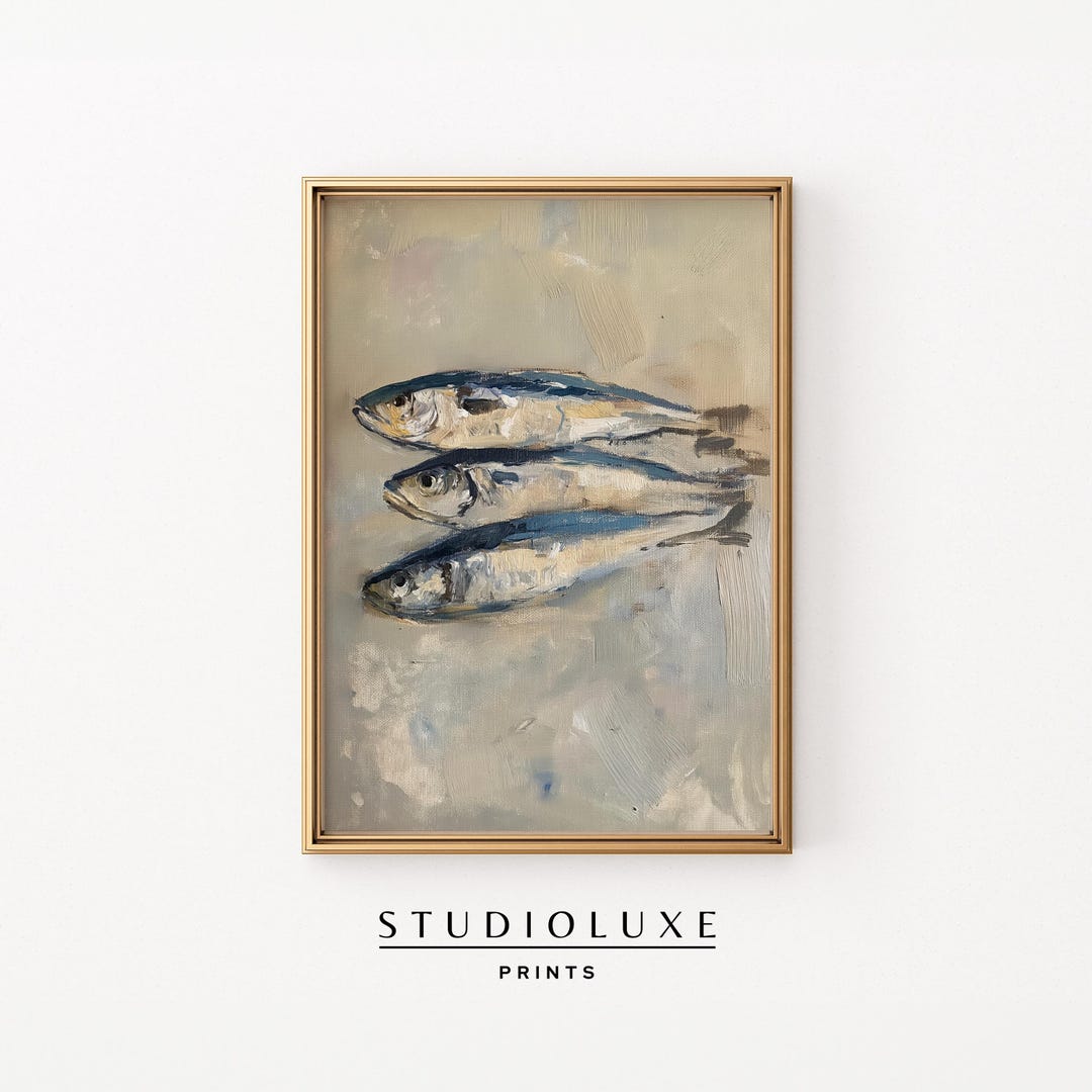 3 Sardines Painting | Coastal Wall Art | Maritime Living Decor ...