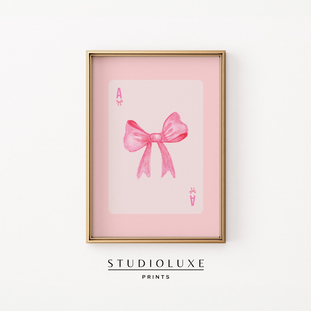 Ace of Hearts Print: Pink Bow Coquette Decor (digital Download) - Etsy