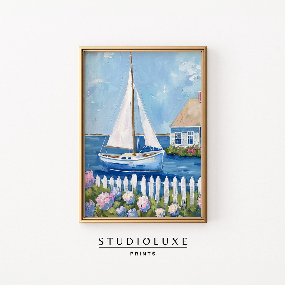 Nantucket Coastal Art | Vintage Oil Painting | Printable Wall Art ...