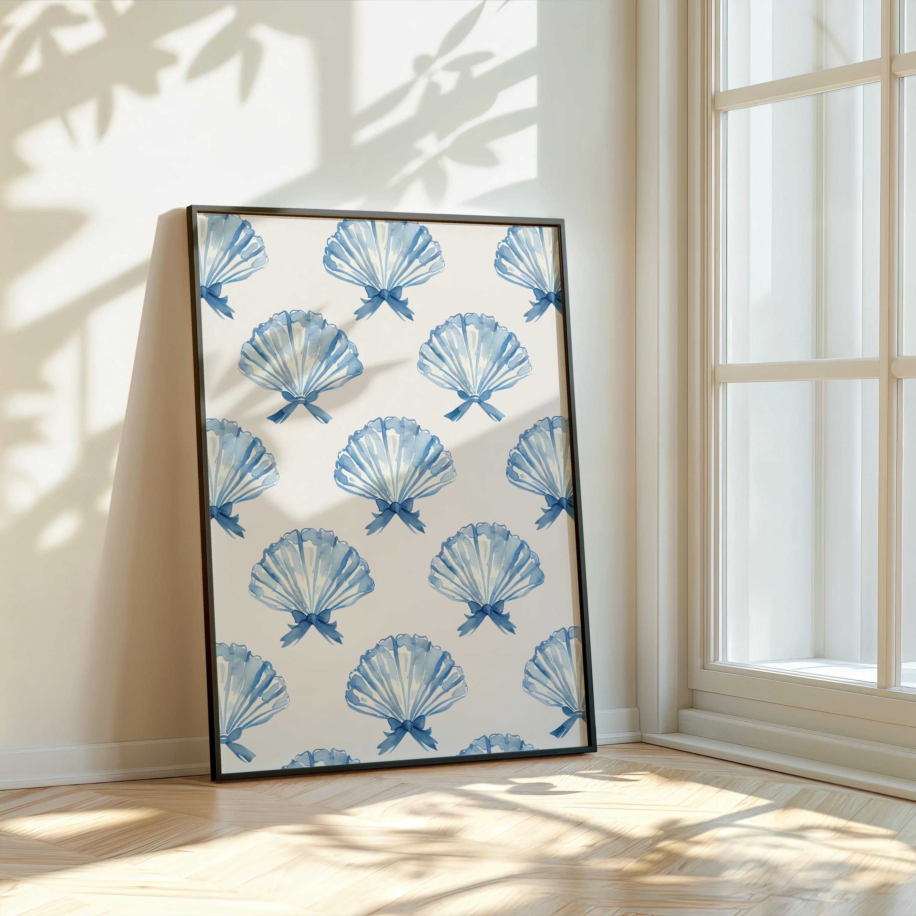 Seashell Coquette Print: Blue Coastal Wall Art (digital Download) - Etsy