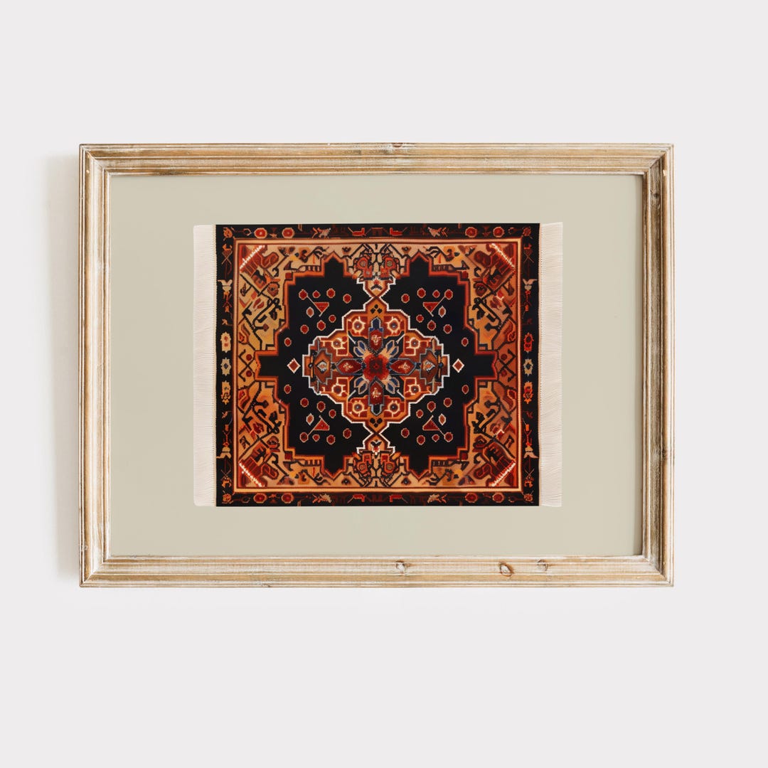 Persian Rug Painting, Textile Fabric Print, Printable Wall Art ...