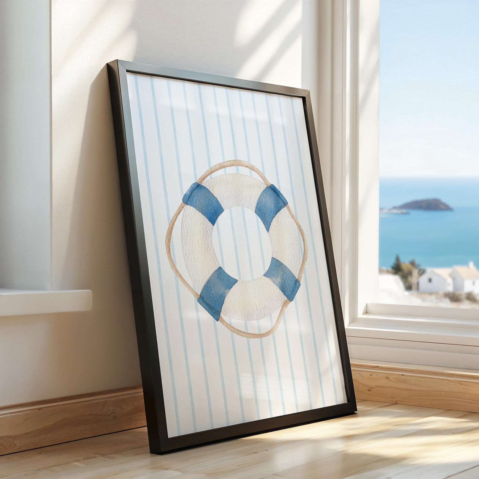 Vintage Life Raft Oil Painting: Nautical Coastal Art (digital Download ...