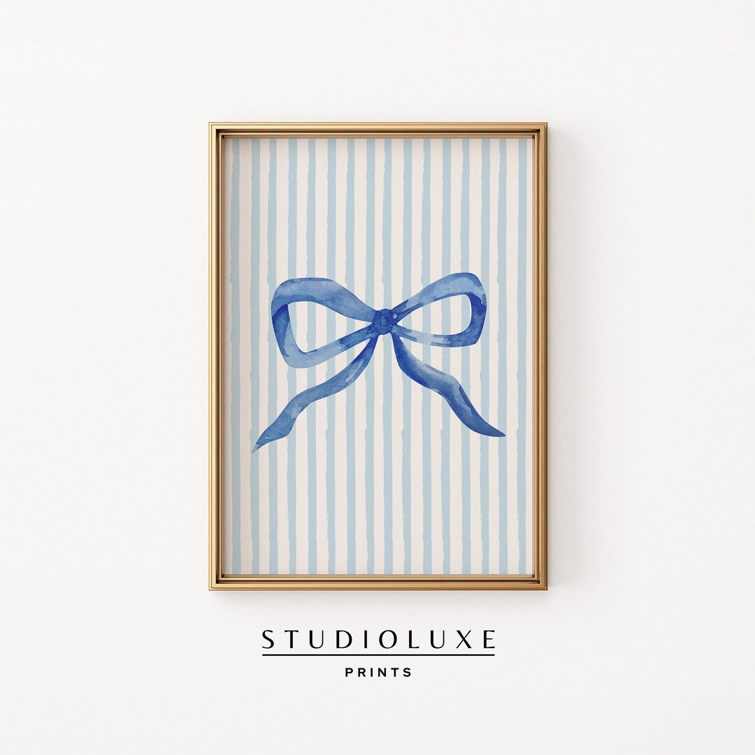 Blue Bow Watercolor Print: Coquette Nursery Decor (digital Download) - Etsy