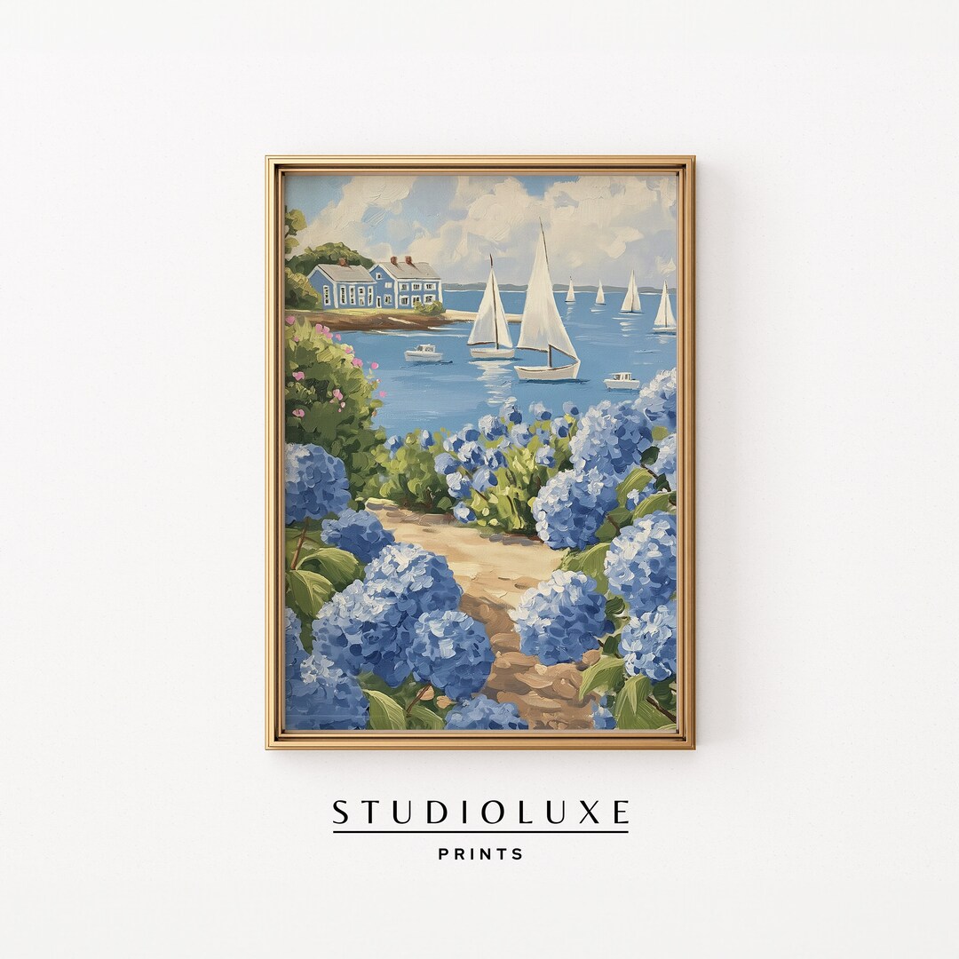 Nantucket Coastal Art | Vintage Oil Painting | Printable Wall Art ...