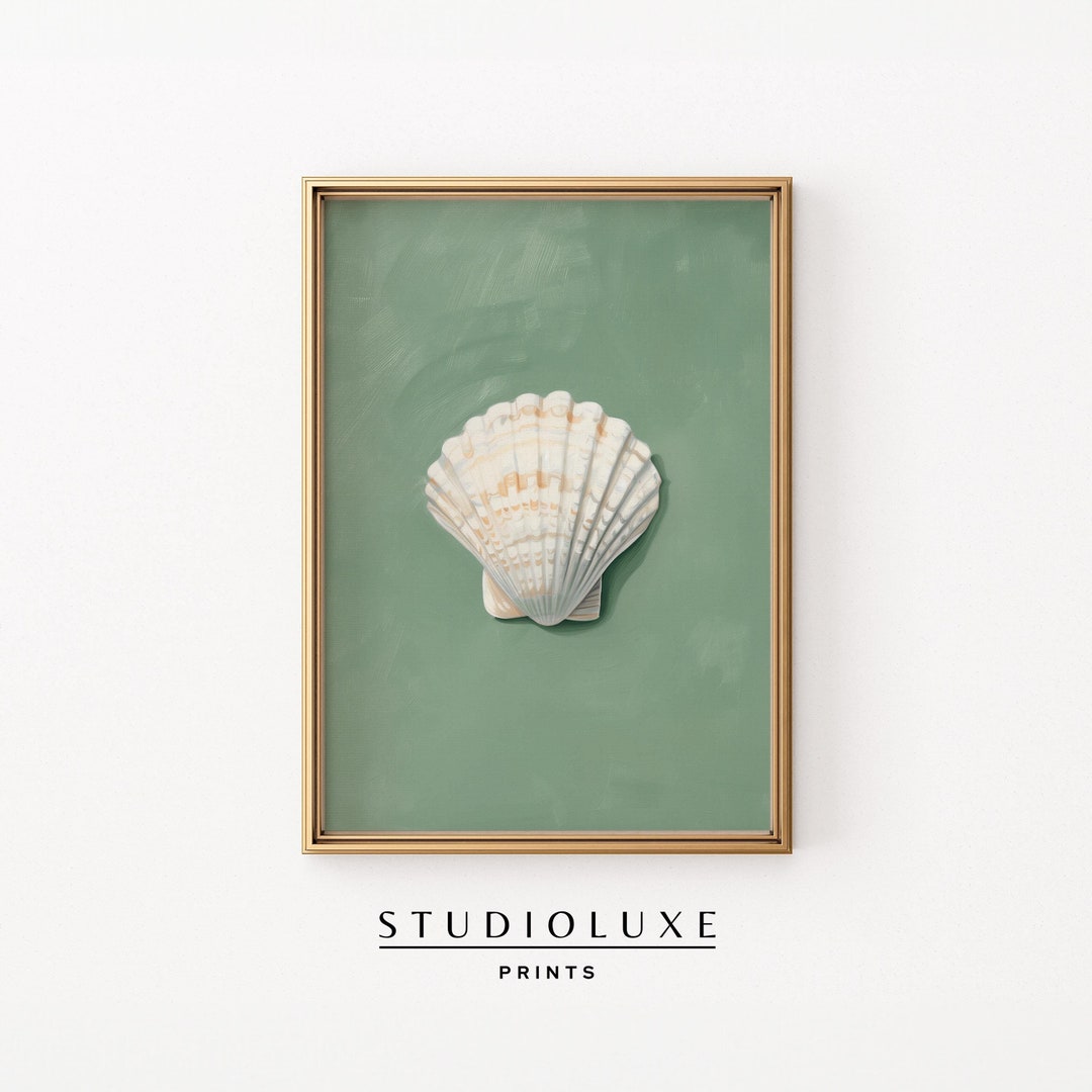 Sage Green Seashell Print: Coastal Apartment Decor (digital Download ...