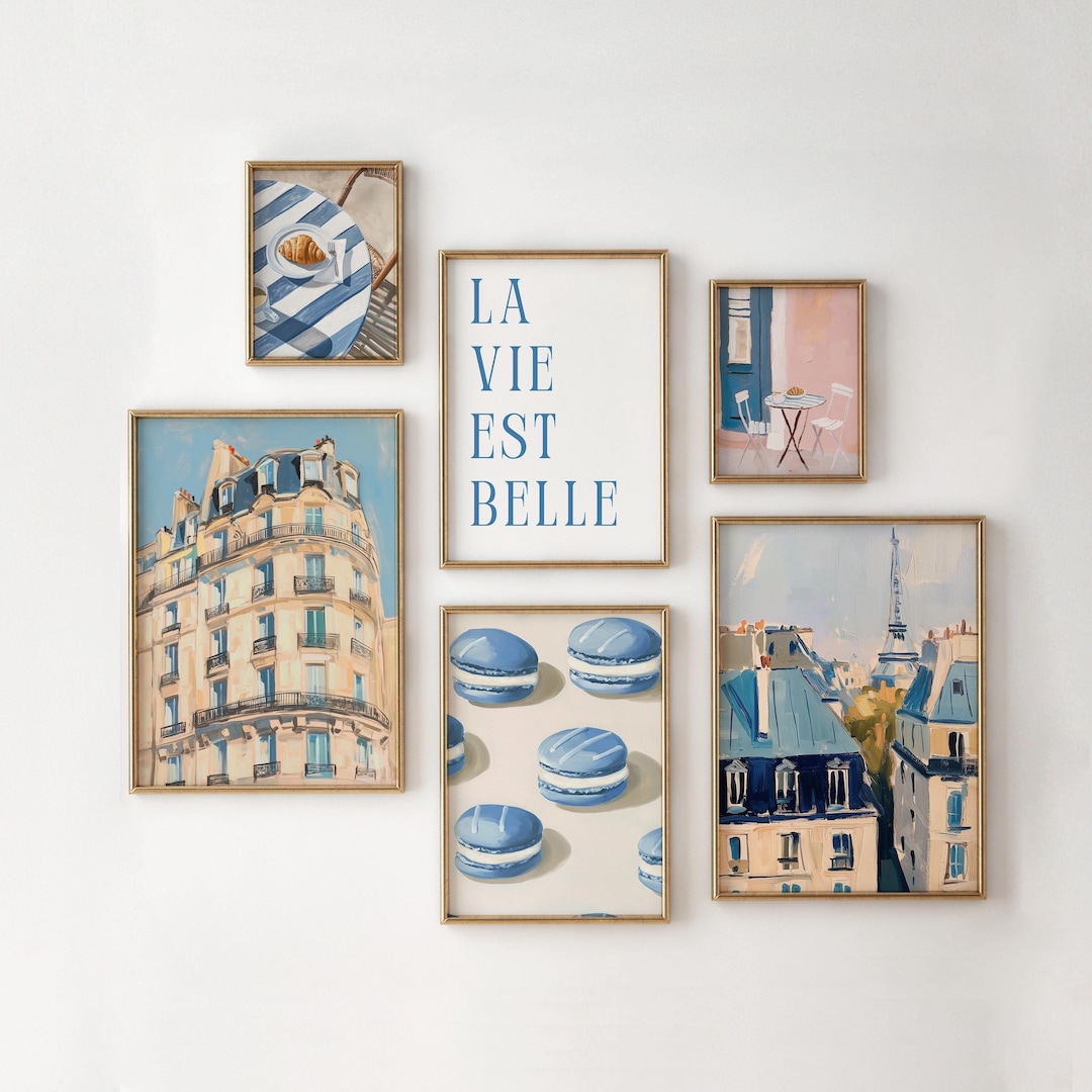 Paris Posters Set of 6, Printable Wall Art Colorful, Travel Posters ...