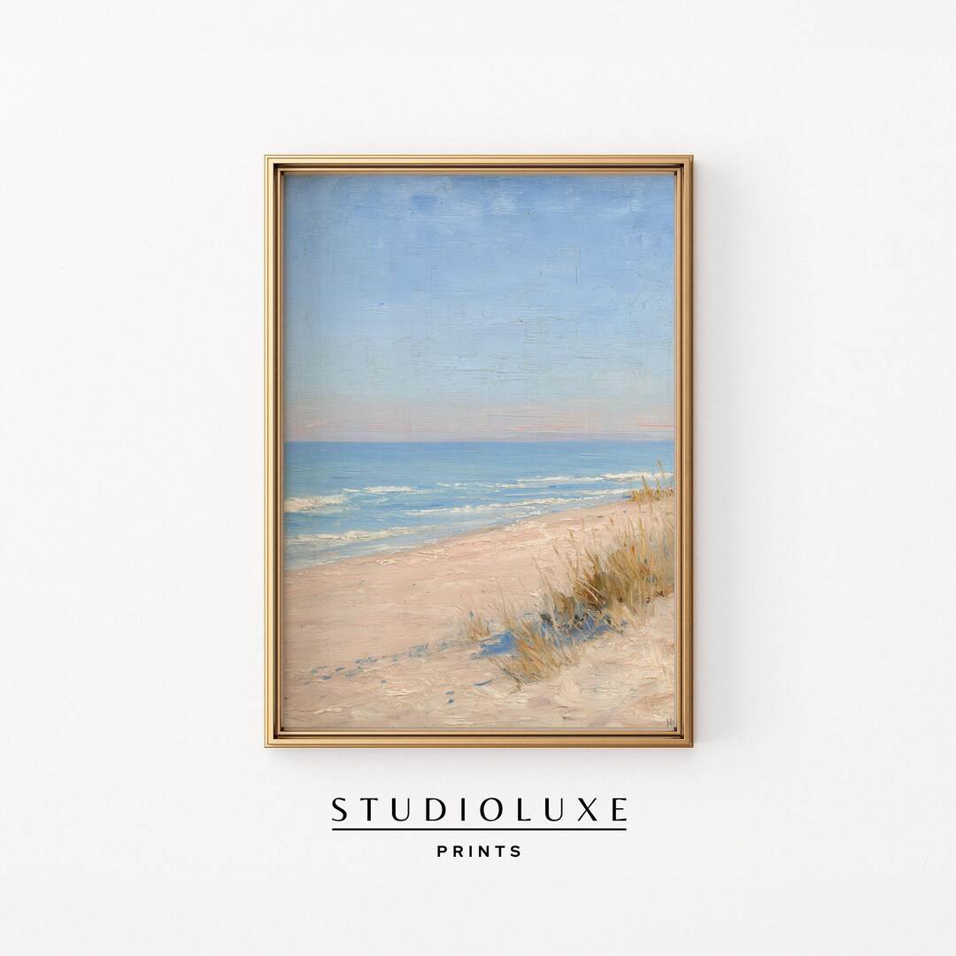 Printable Serene Shoreline Seascape - Coastal Neutral Wall Art, Soft ...