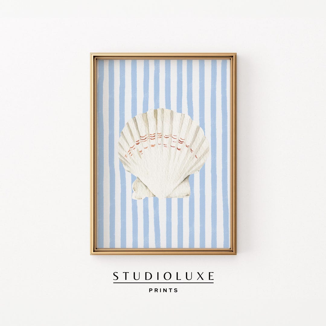Seashell Stripes, Coastal Wall Art, Trendy Apartment Decor, PRINTABLE ...