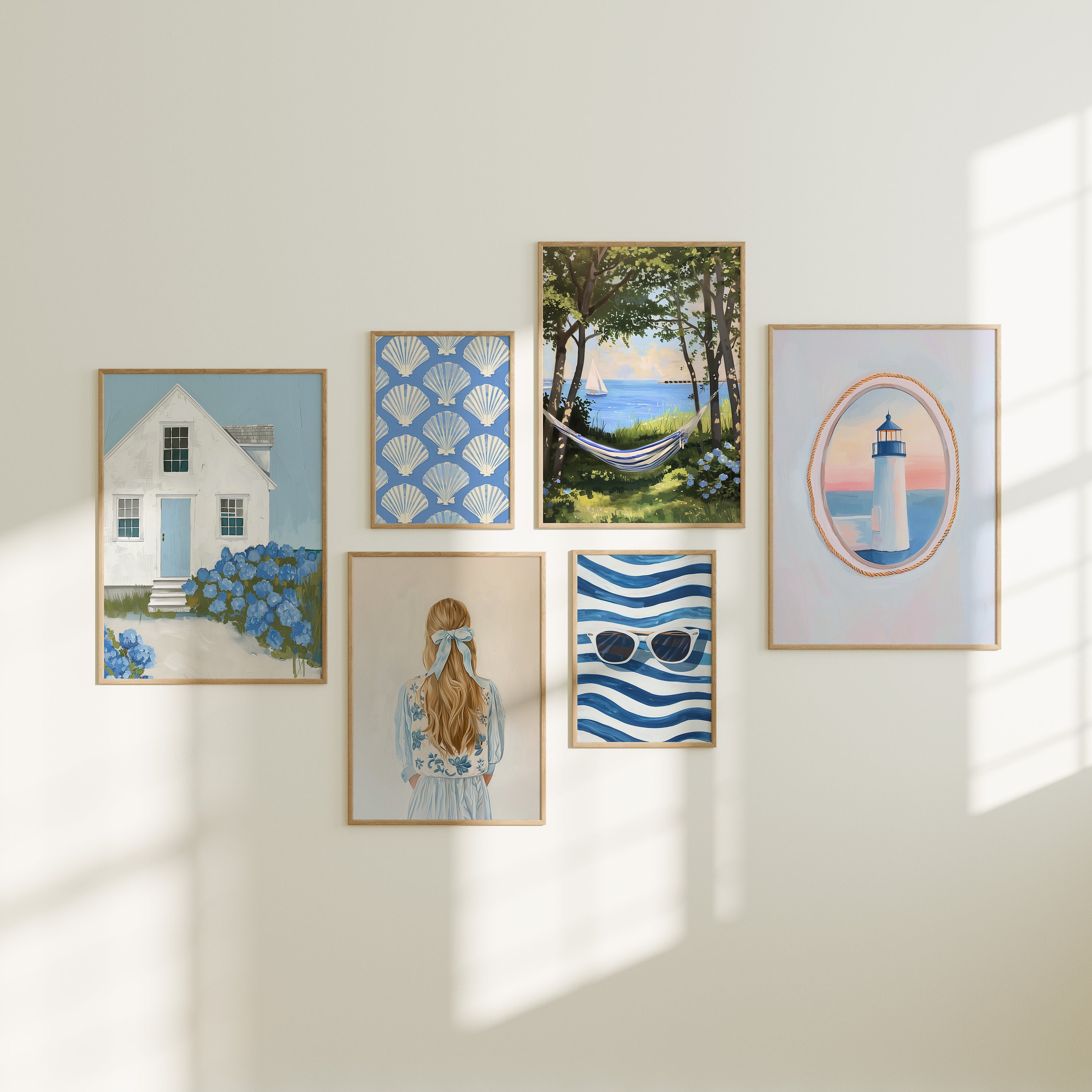 Coastal Blue Wall Art Gallery Set: Beachy Nautical Prints (digital ...