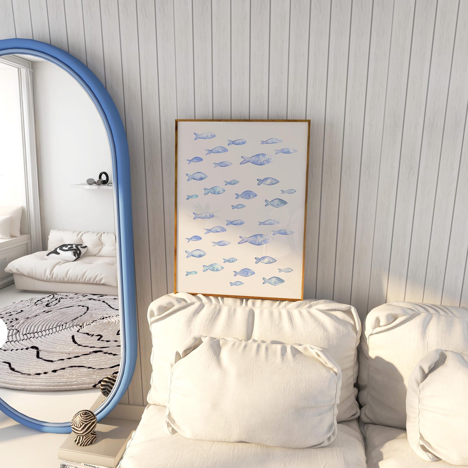 School of Fish Print: Coastal Dorm Room Decor (digital Download) - Etsy