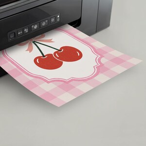 Cherry Gingham Print: Coquette Kitchen Wall Art (digital Download) - Etsy