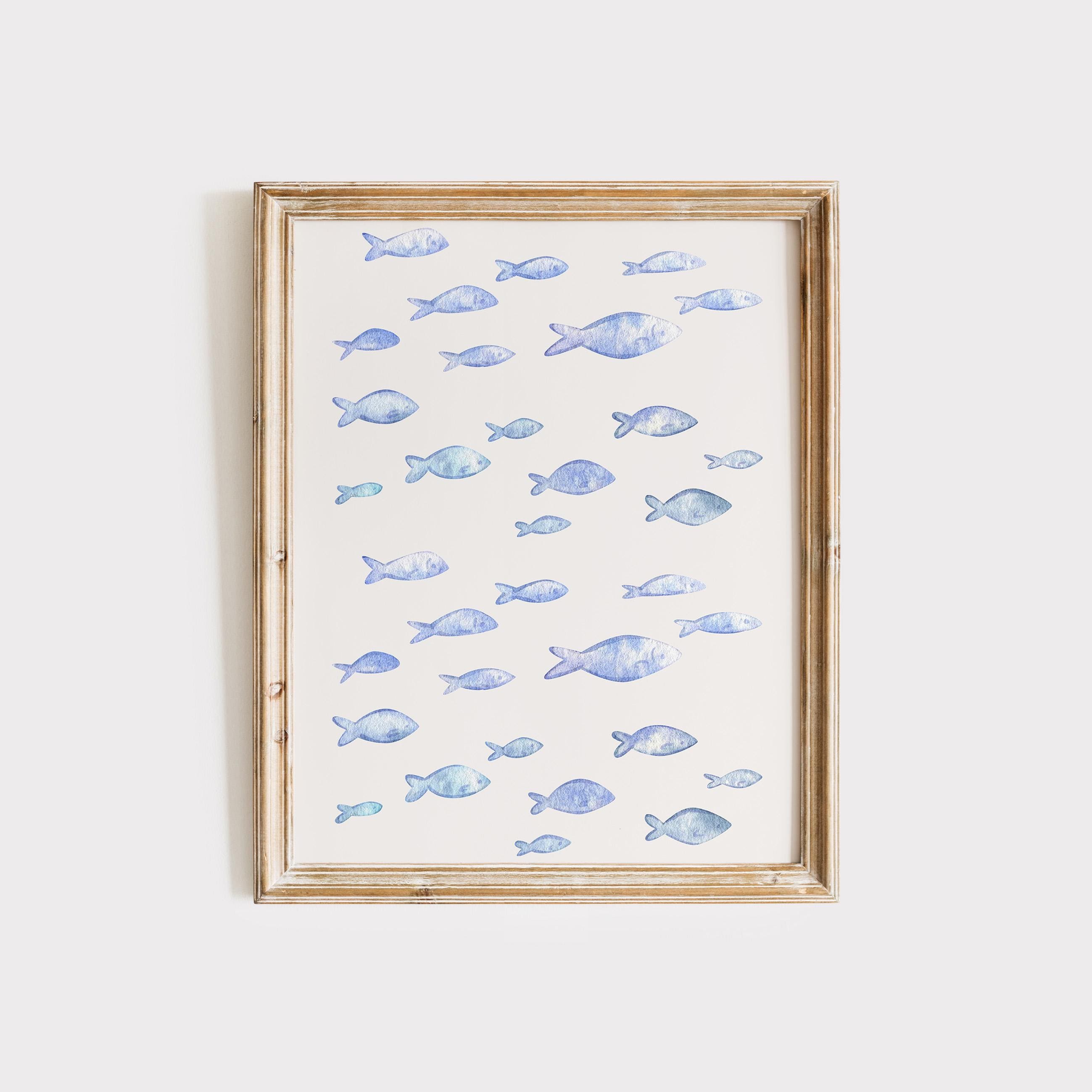 School of Fish Print: Coastal Dorm Room Decor (digital Download) - Etsy