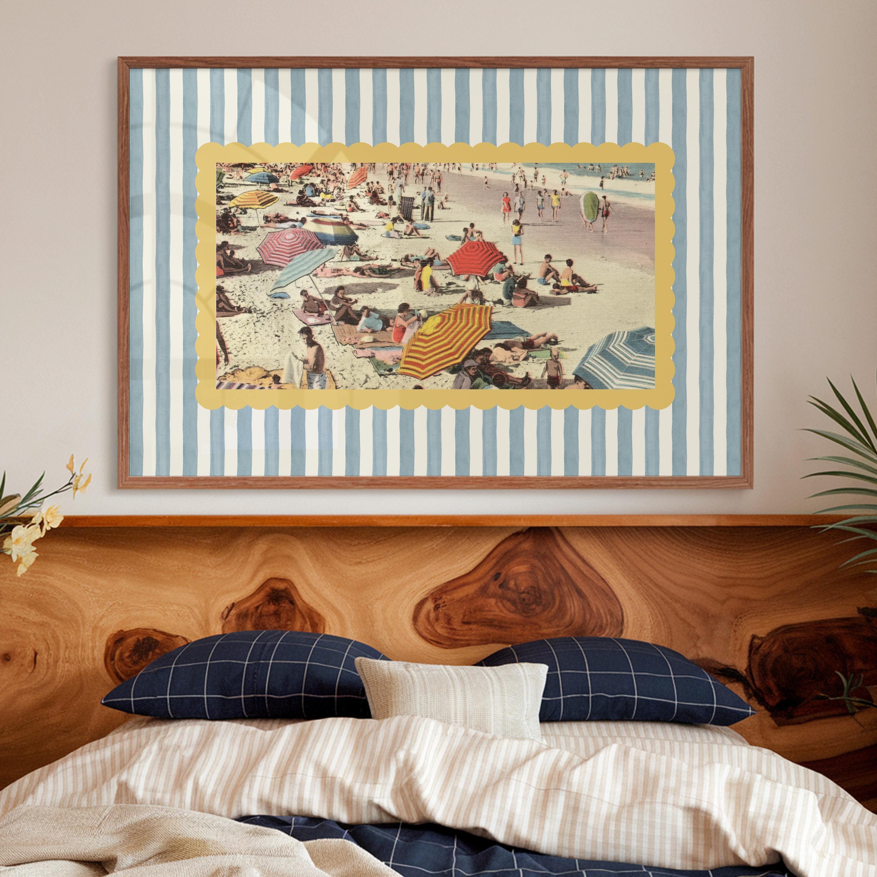 Vintage Beach Scene Art Print: Retro Summer Coastal Decor (digital ...
