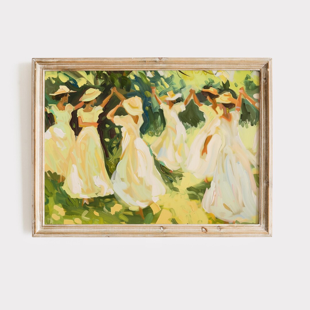 Spring Dancers Oil Painting, Landscape Wall Art, Horizontal Wall Art ...