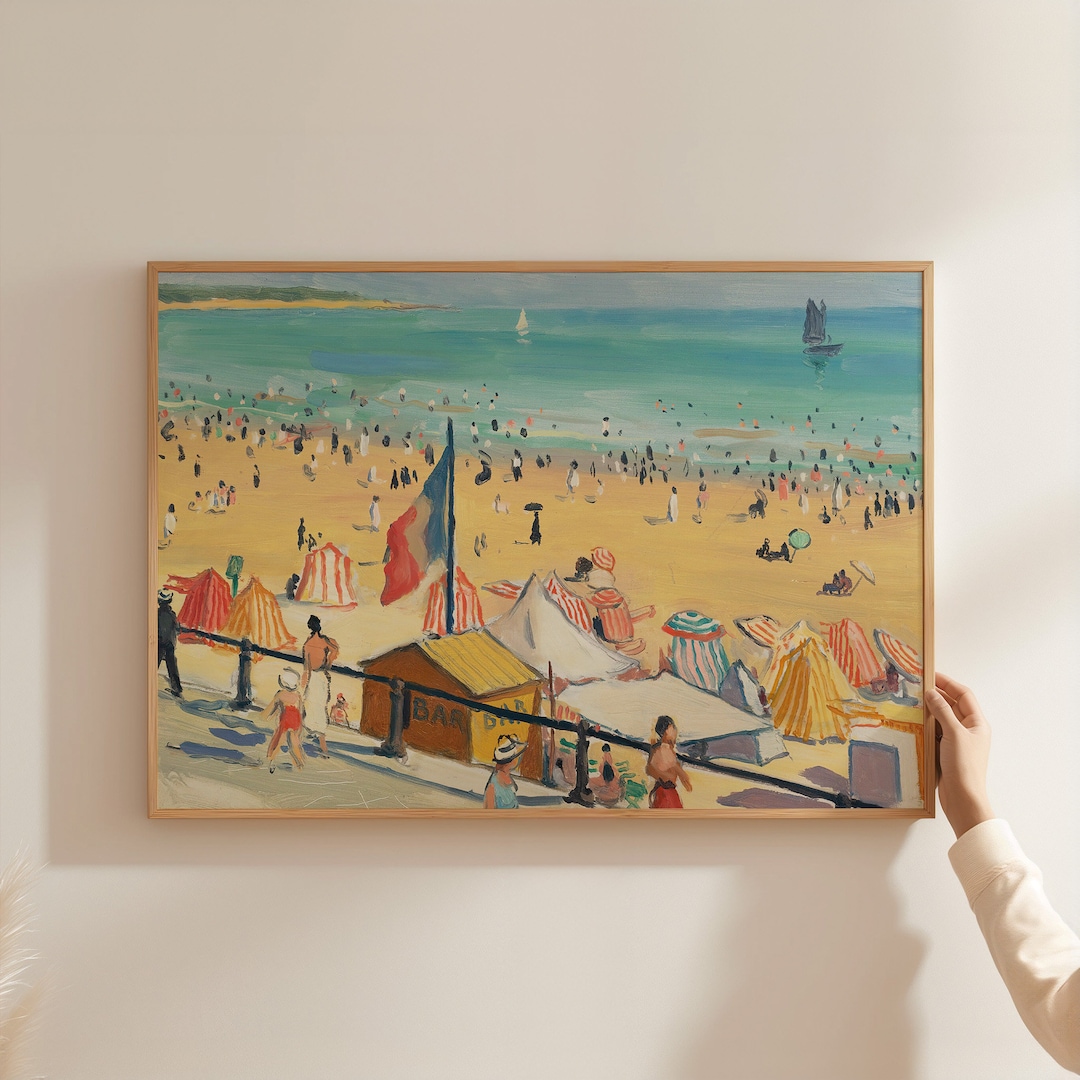 Vintage Beach Scene Print | Digital Download | Printable Wall Art ...