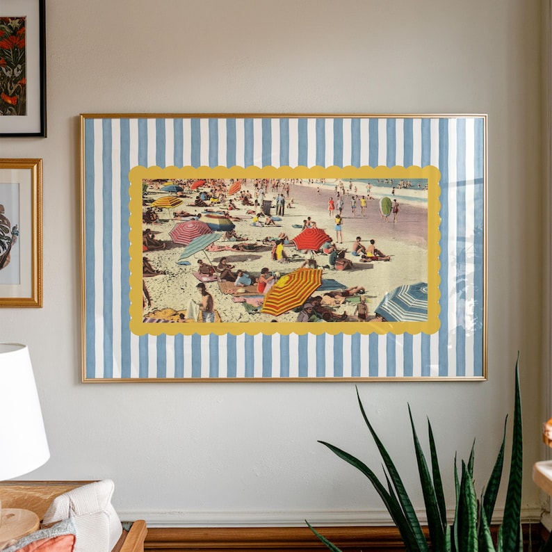 Vintage Beach Scene Art Print: Retro Summer Coastal Decor (digital ...