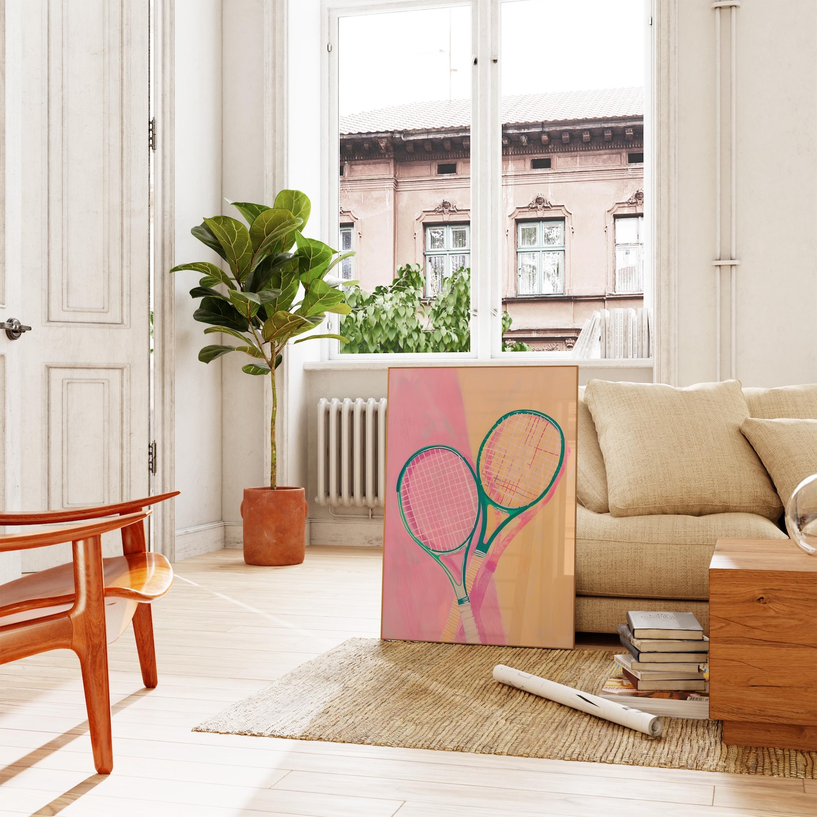 Tennis Rackets Painting: Colorful Sports Wall Art (digital Download) - Etsy
