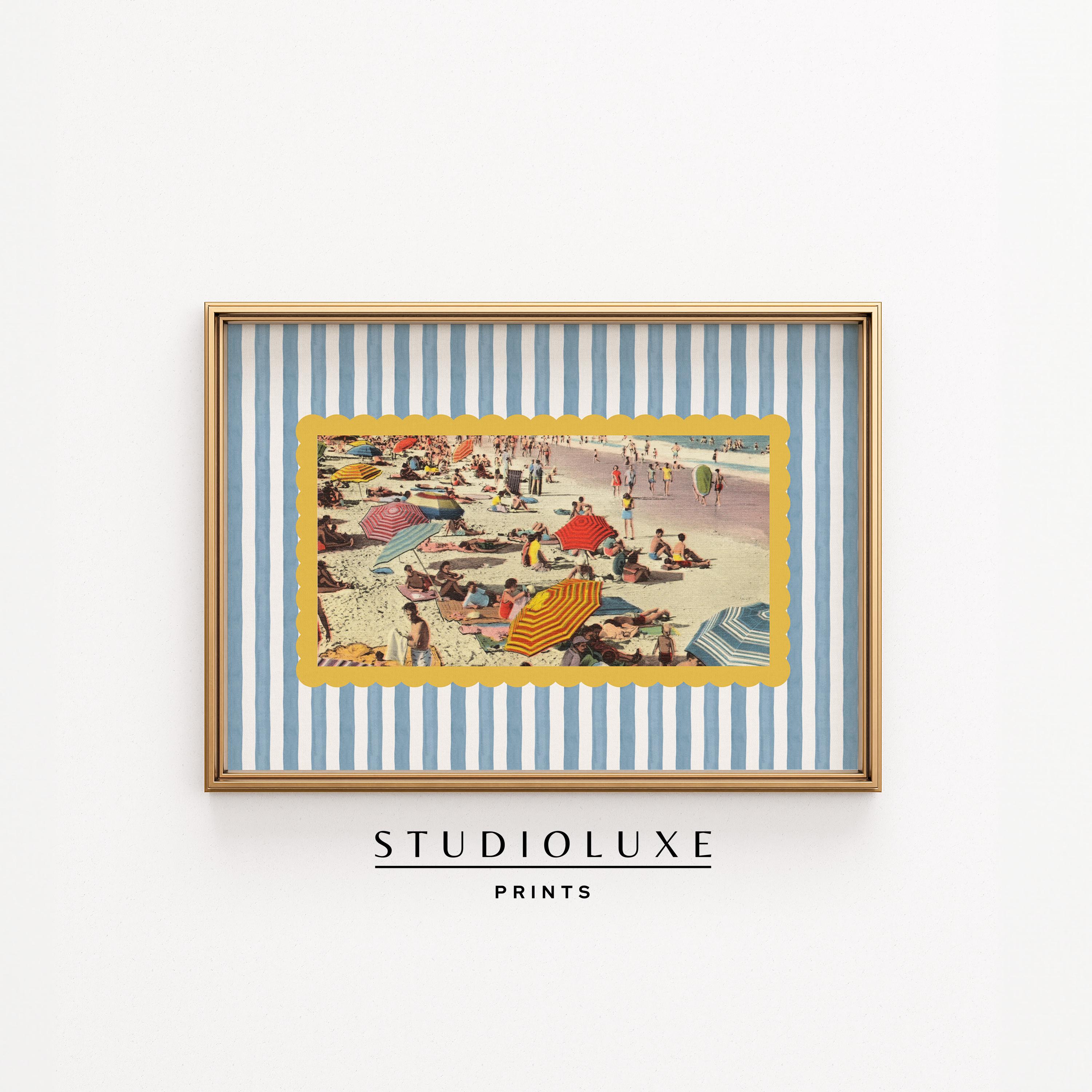 Vintage Beach Scene Art Print: Retro Summer Coastal Decor (digital ...