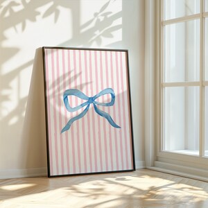 Coquette Room Decor, Blue Bow Printable Wall Art, Preppy Trendy ...